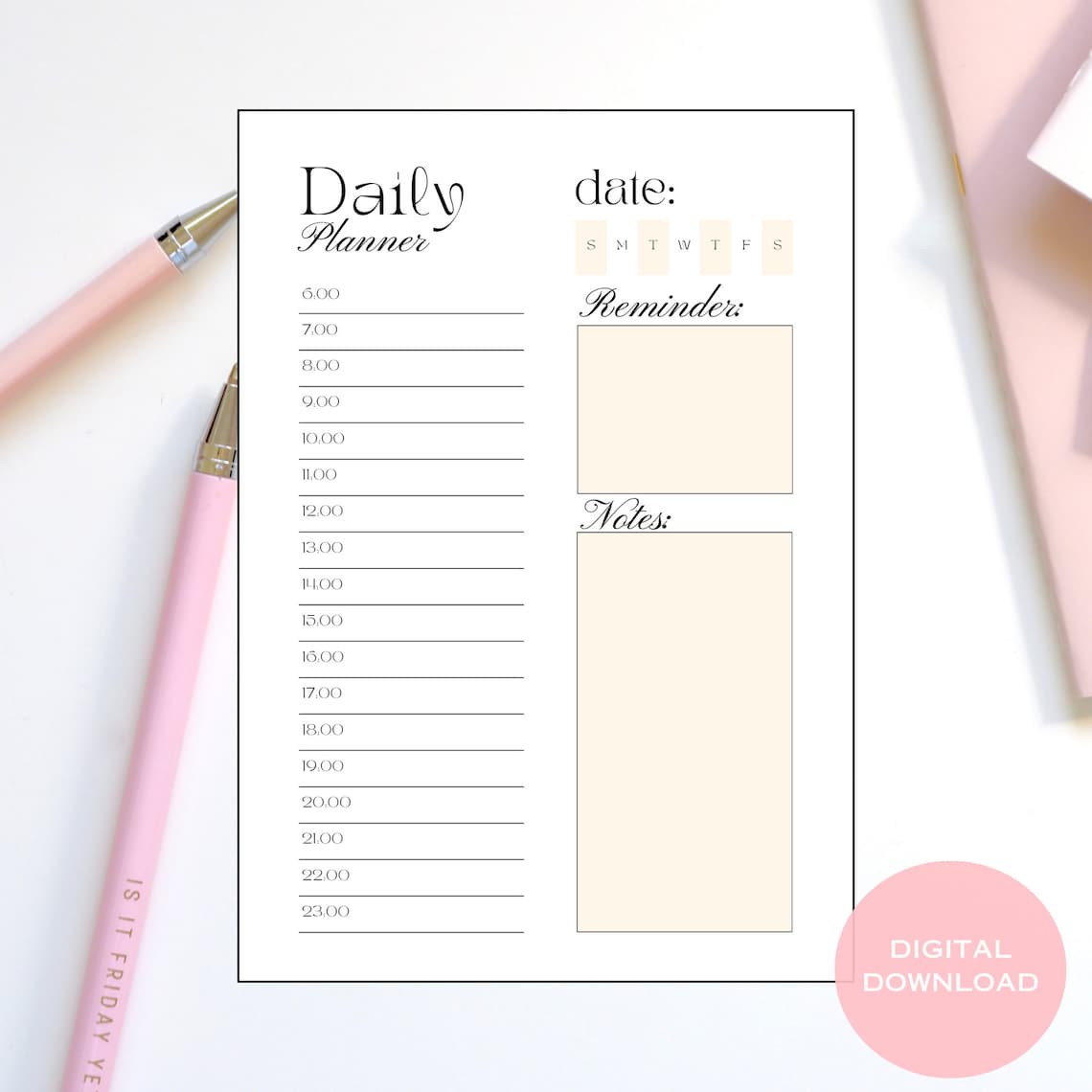 Printable Daily Planner A4 Size Downloadable Planners - Etsy