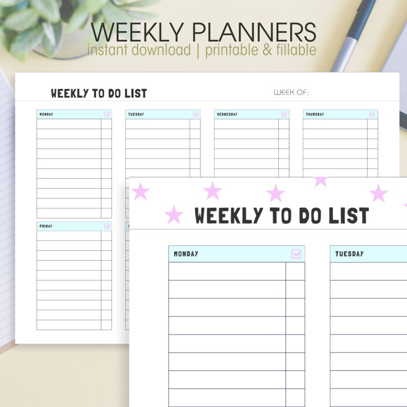 Printable Weekly Planner A4 Size Downloadable and Fillable Planners - Etsy