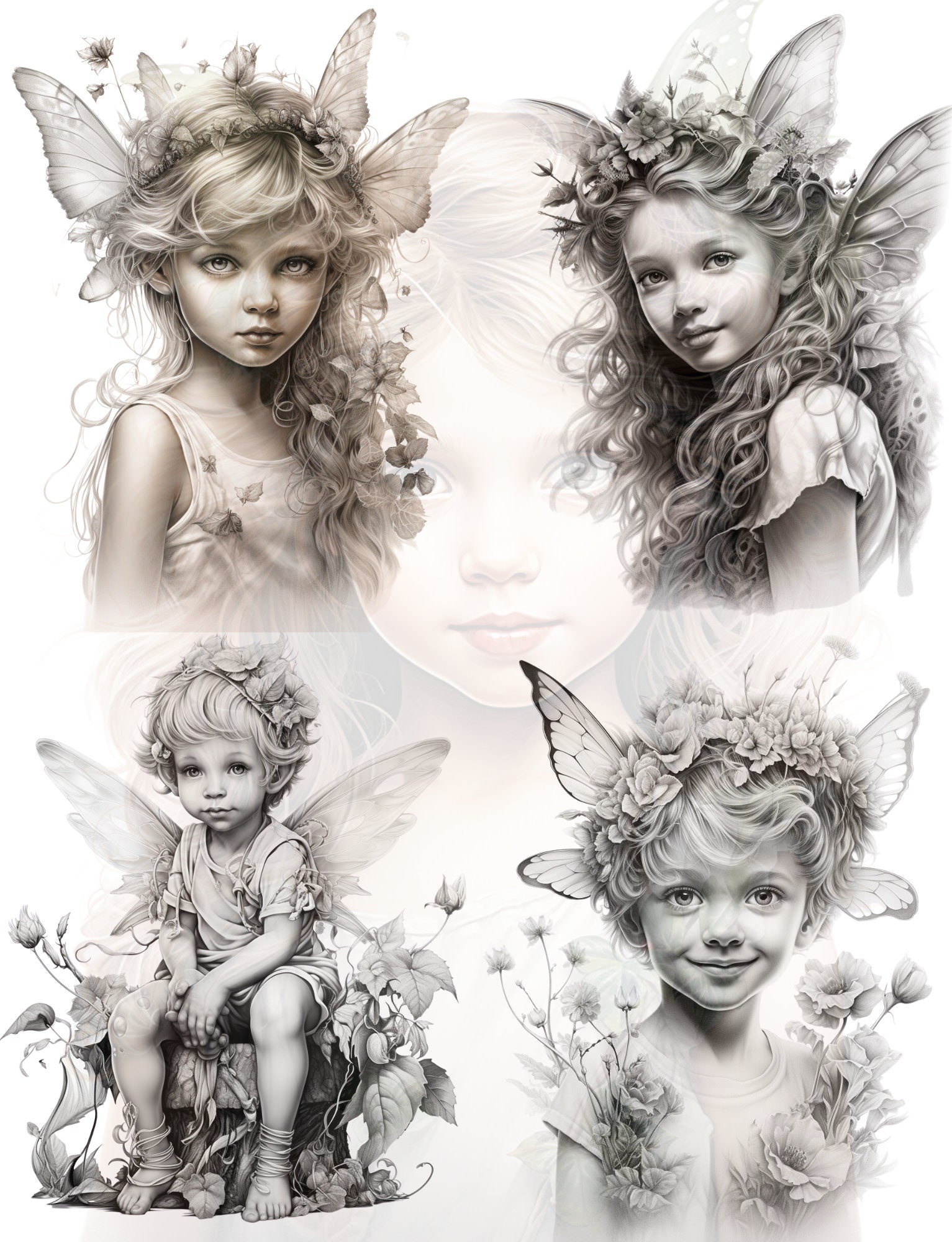 35 Pixie Girls, Coloring Book, Adults and Kids, PDF Download, Printable ...