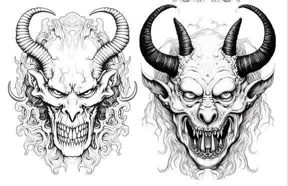 50 Demon King Grayscale Coloring Pages for Adults and Kids - Etsy