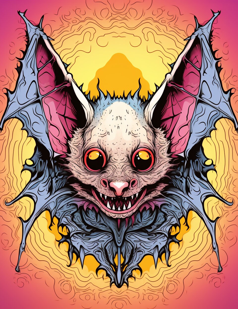 50 Batty Bat Grayscale Coloring Pages for Adults and Kids, Dark/light ...