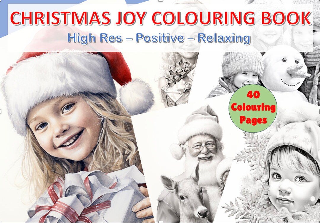 40 Christmas Joy, Coloring Book, Adults and Kids, PDF Download ...