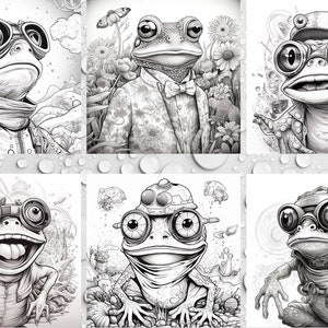 20 Page "crazy Frog" Grayscale Coloring Pages for Adults Kids, Dark ...