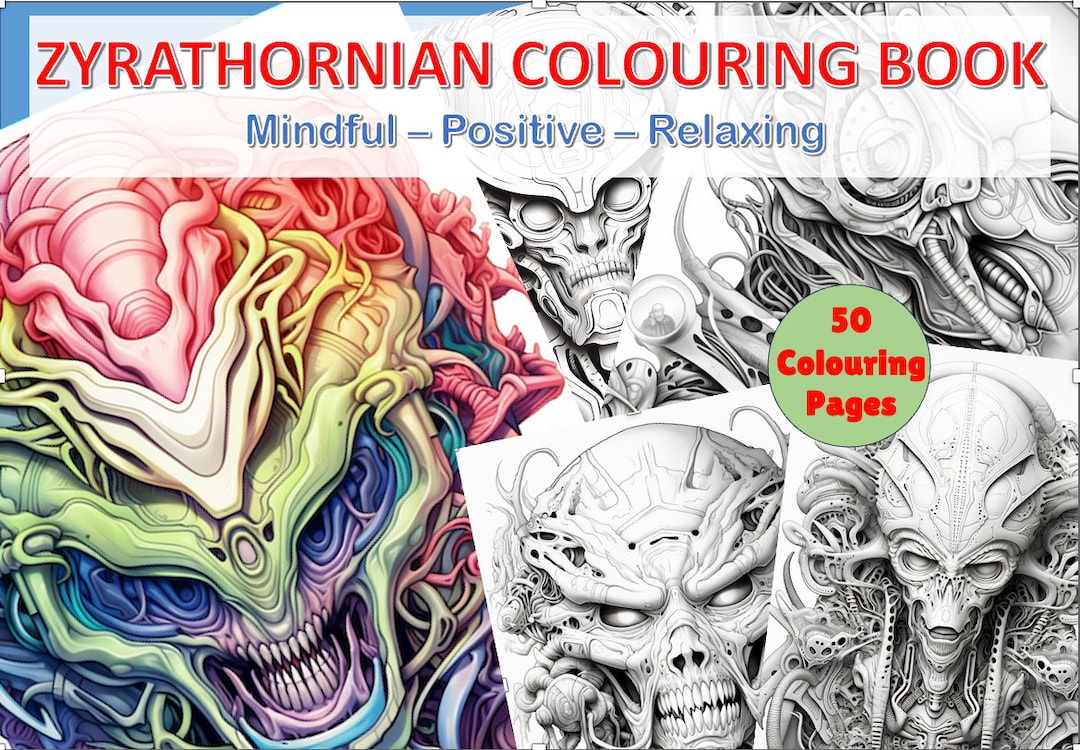 Zyrathornians Aliens Grayscale Coloring Pages, Adult & Kid Coloring ...