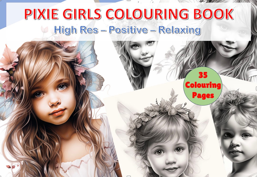 35 Pixie Girls, Coloring Book, Adults and Kids, PDF Download, Printable ...