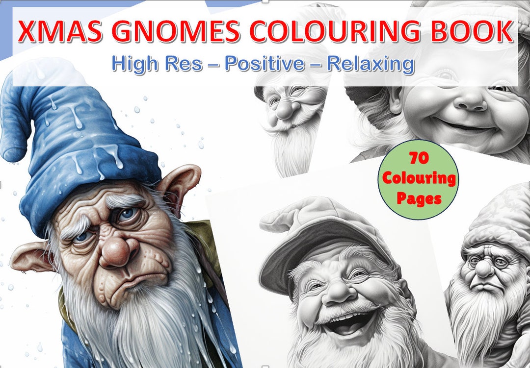 70 Christmas Gnomes Coloring Book, Adults and Kids, PDF Download ...