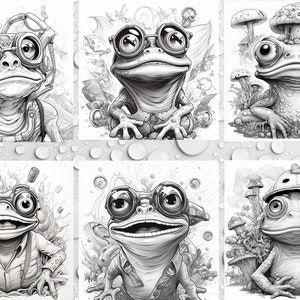 20 Page "crazy Frog" Grayscale Coloring Pages for Adults Kids, Dark ...