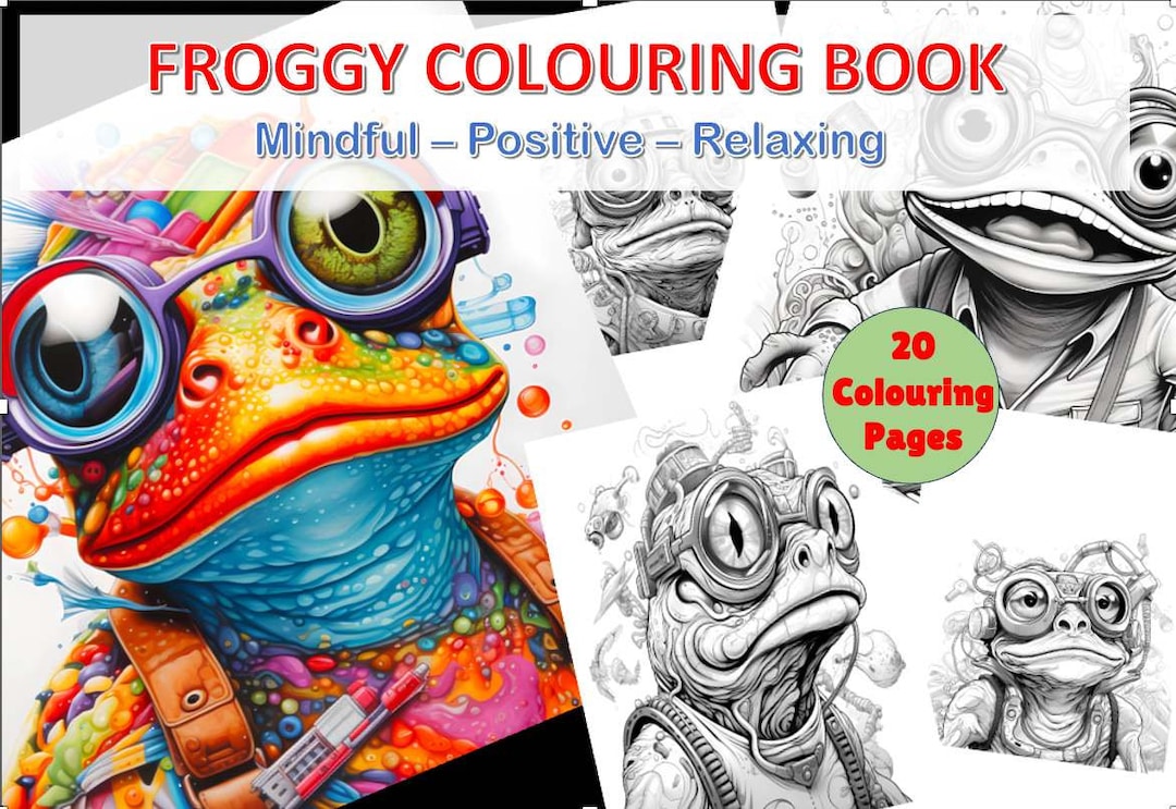 20 Page "crazy Frog" Grayscale Coloring Pages for Adults Kids, Dark ...