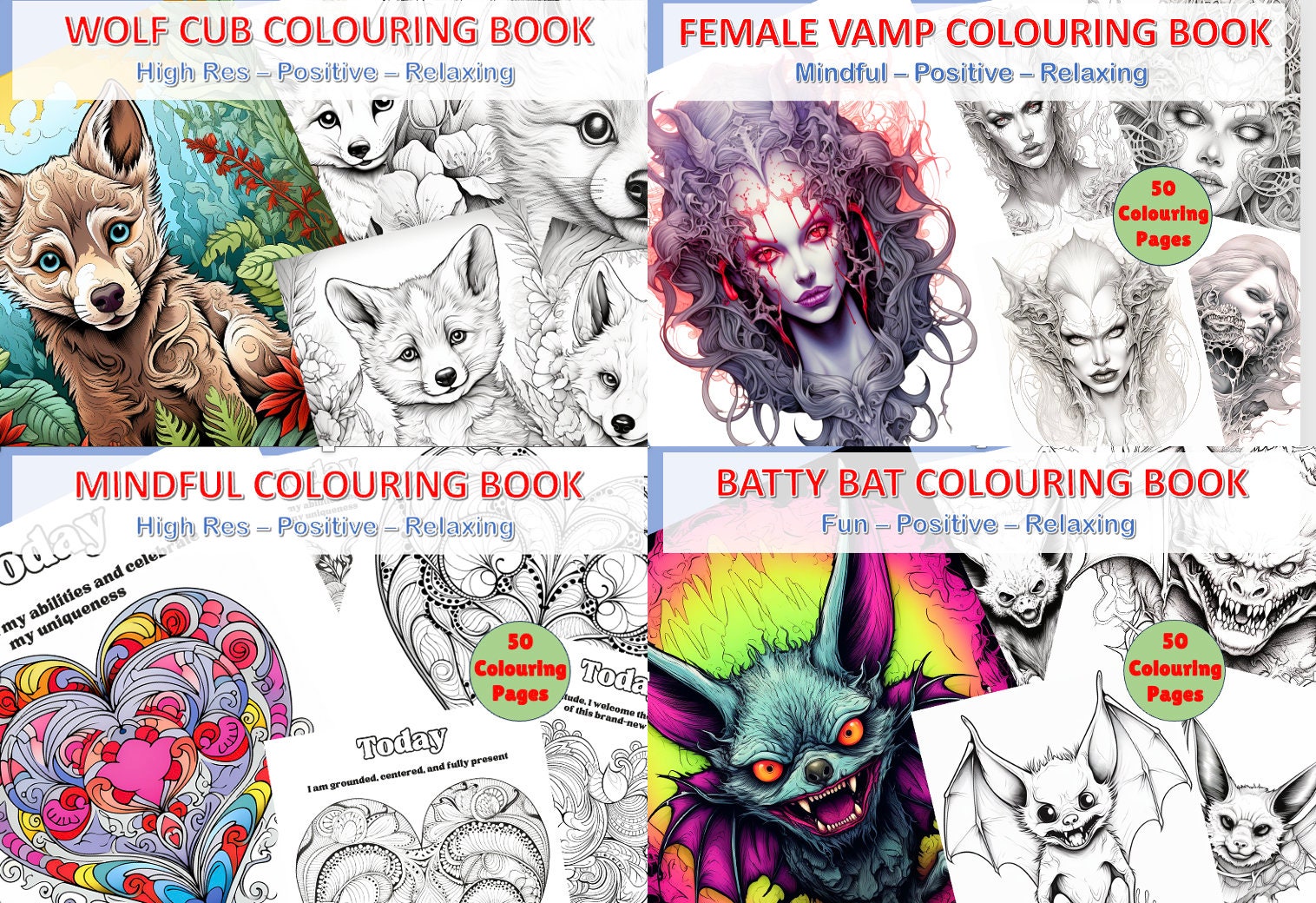 Full Shop, Over 2000 Coloring Pages, Whole Shop Bundle, Adult Coloring ...