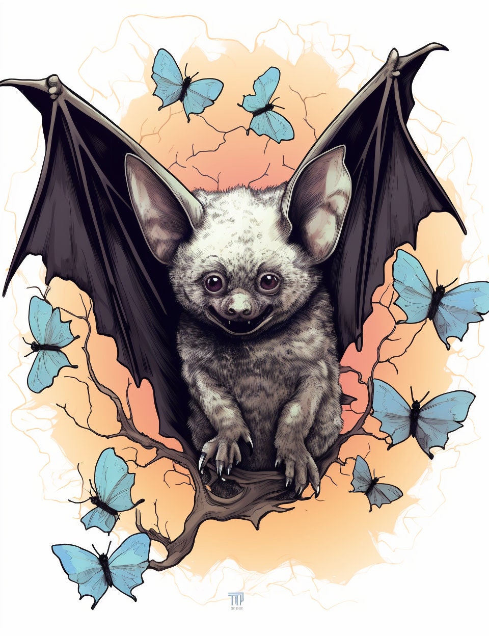 50 Batty Bat Grayscale Coloring Pages for Adults and Kids, Dark/light ...
