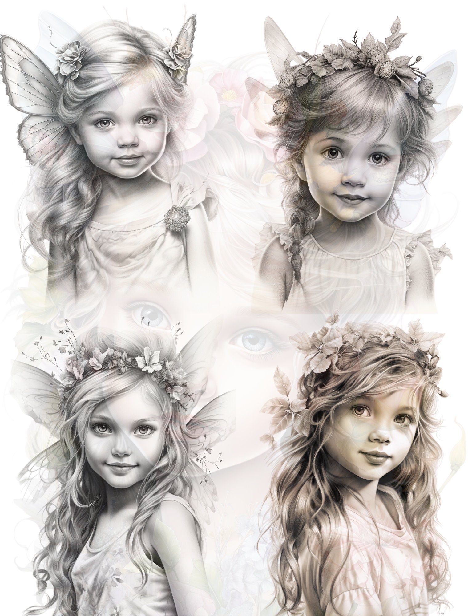 35 Pixie Girls, Coloring Book, Adults and Kids, PDF Download, Printable ...