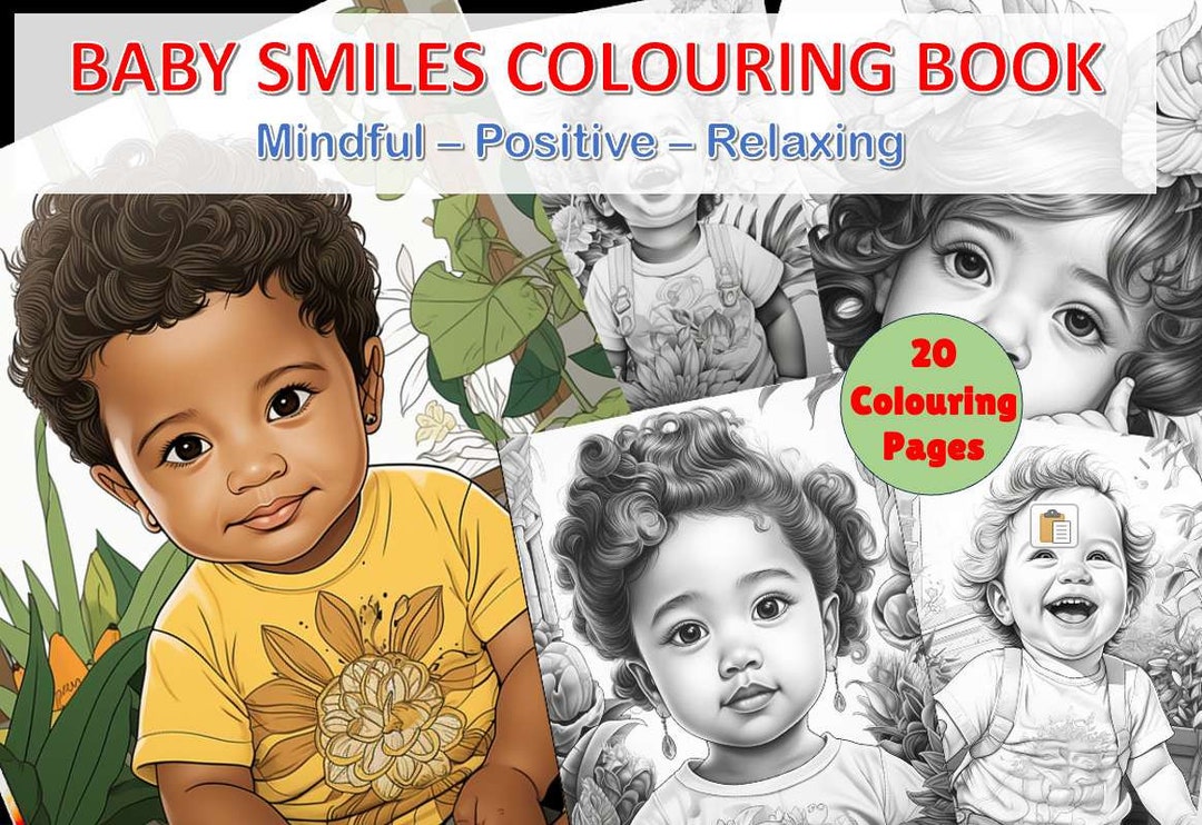20 Page Baby Smile Coloring Book, Adults and Kids, Dark/light PDF ...