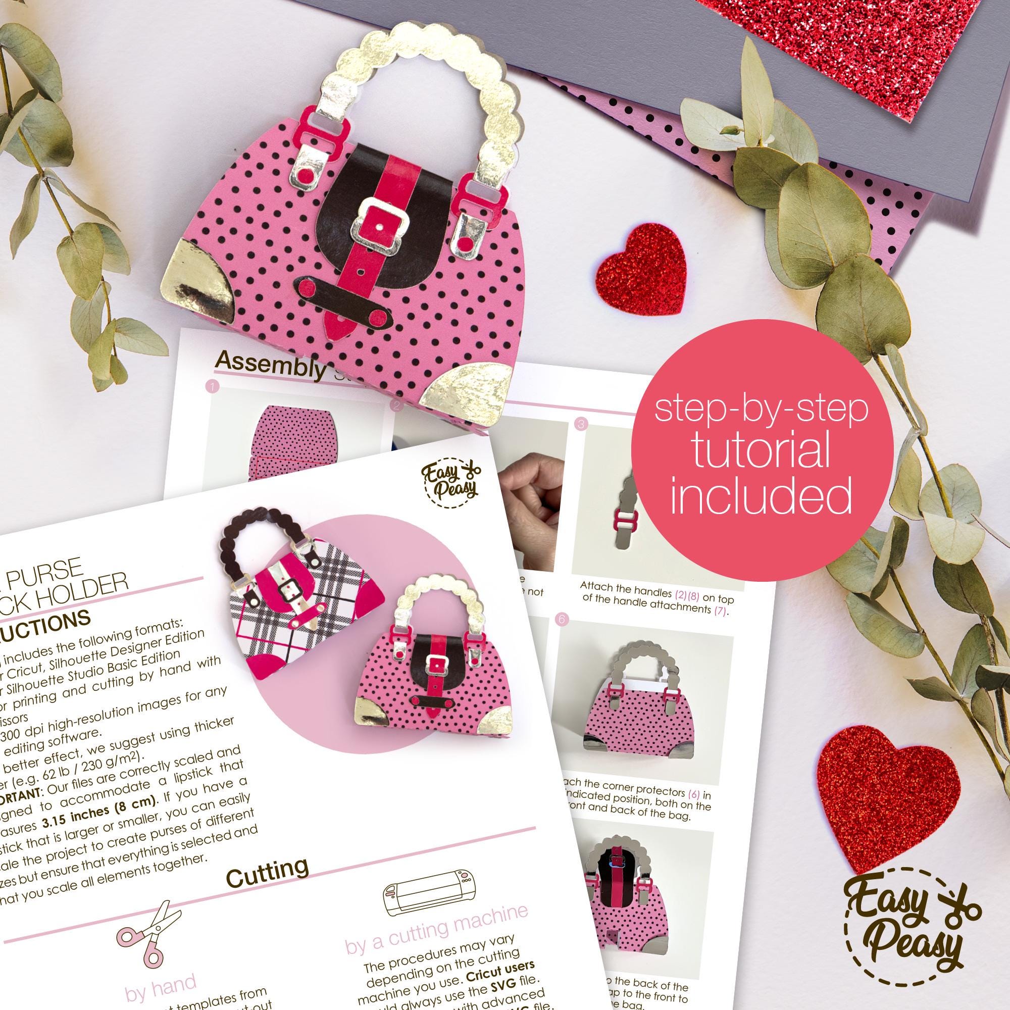 DIY Chapstick Holder Paper Purse Lip Balm Handbag Party Favor Template ...