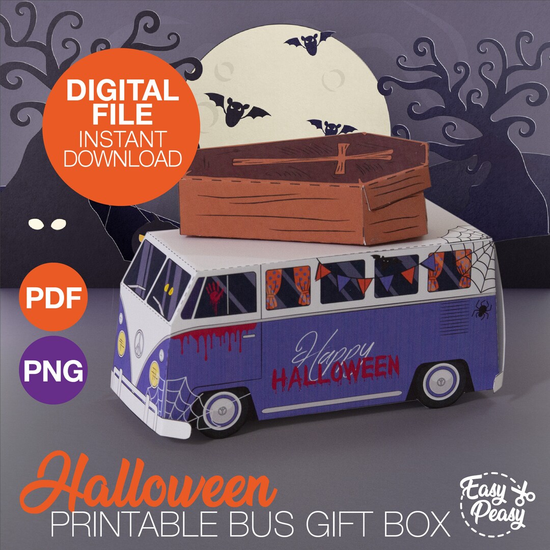 DIY Halloween Printable Bus Candy Gift Box - Van Party Snack Box ...