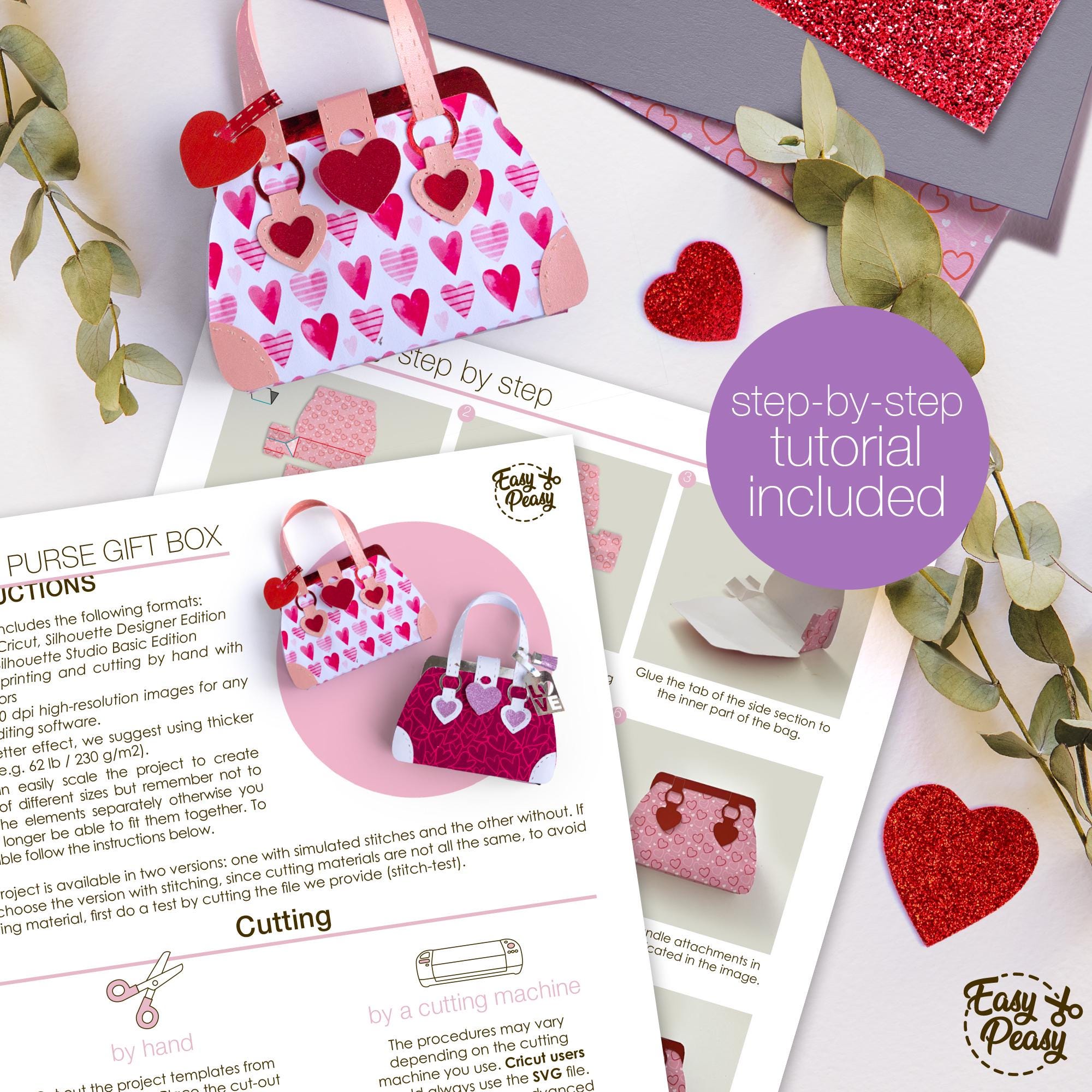DIY Valentine Paper Purse SVG Template for Candy | Valentine's Day ...
