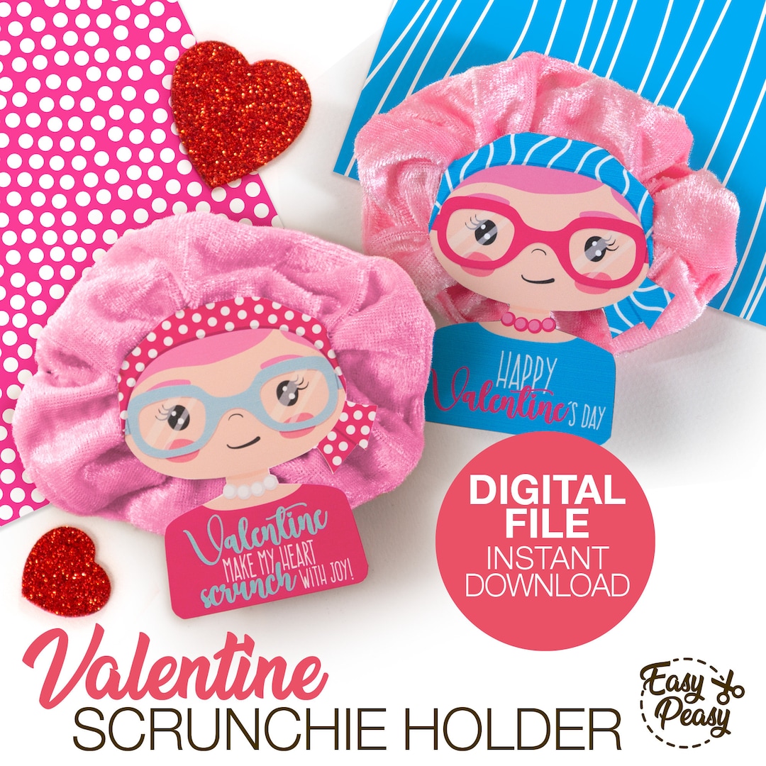 DIY Valentine’s Day Printable Scrunchie Holder (pink Scrunchie ...