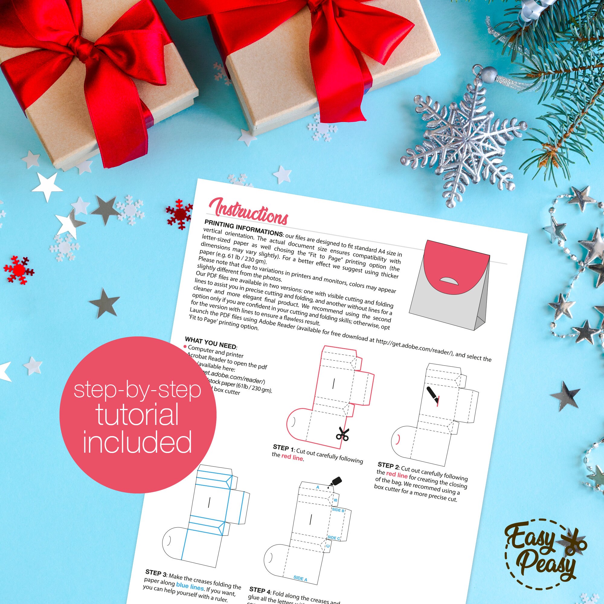 DIY Printable Party Favor Bag Templates for Christmas Set of - Etsy