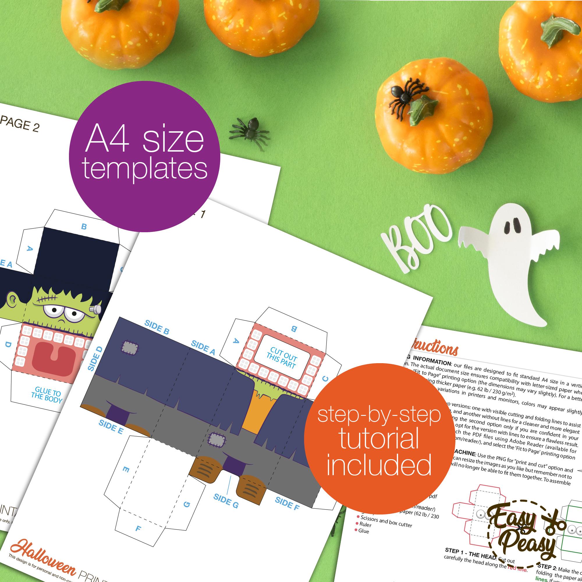 DIY Halloween Printable Scary Monster Candy Box - Halloween Snack Box ...