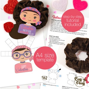 DIY Valentine’s Day Printable Scrunchie Holder (dark Brown Scrunchie ...