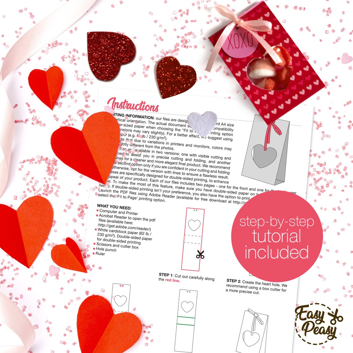 DIY Printable Valentine's Day Candy Gift Bag Chocolate Gift Box for ...
