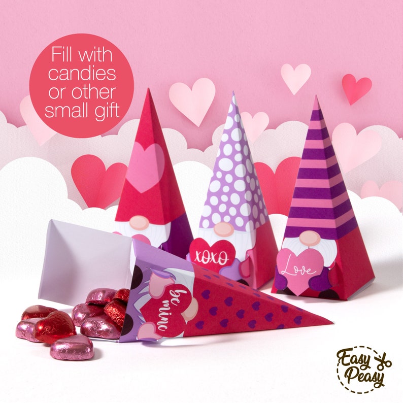 DIY Printable Valentine's Day Gnome Candy Box - Chocolate Gift Box for ...