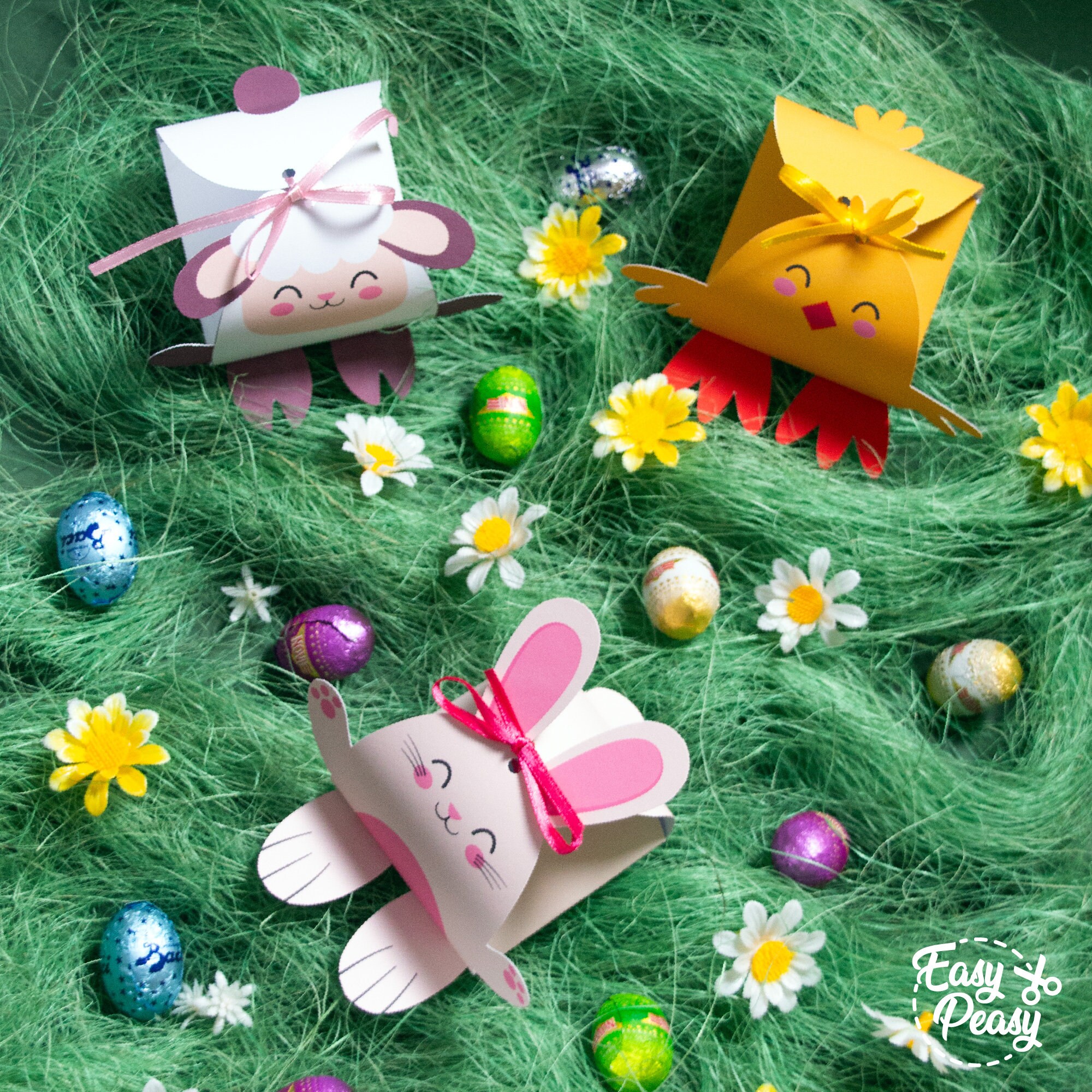 DIY Printable Easter Candy Bags Easter Egg Chocolate Gift Box Printable ...