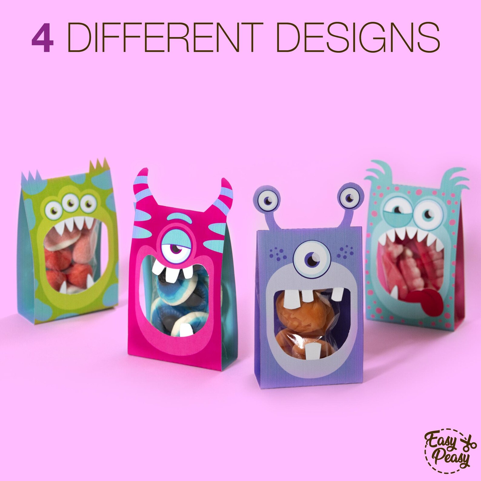 DIY Halloween Printable Scary Monster Candy Bags – Halloween Snack Box ...