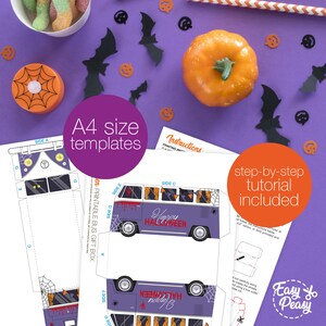 DIY Halloween Printable Bus Candy Gift Box Van Party Snack Box ...