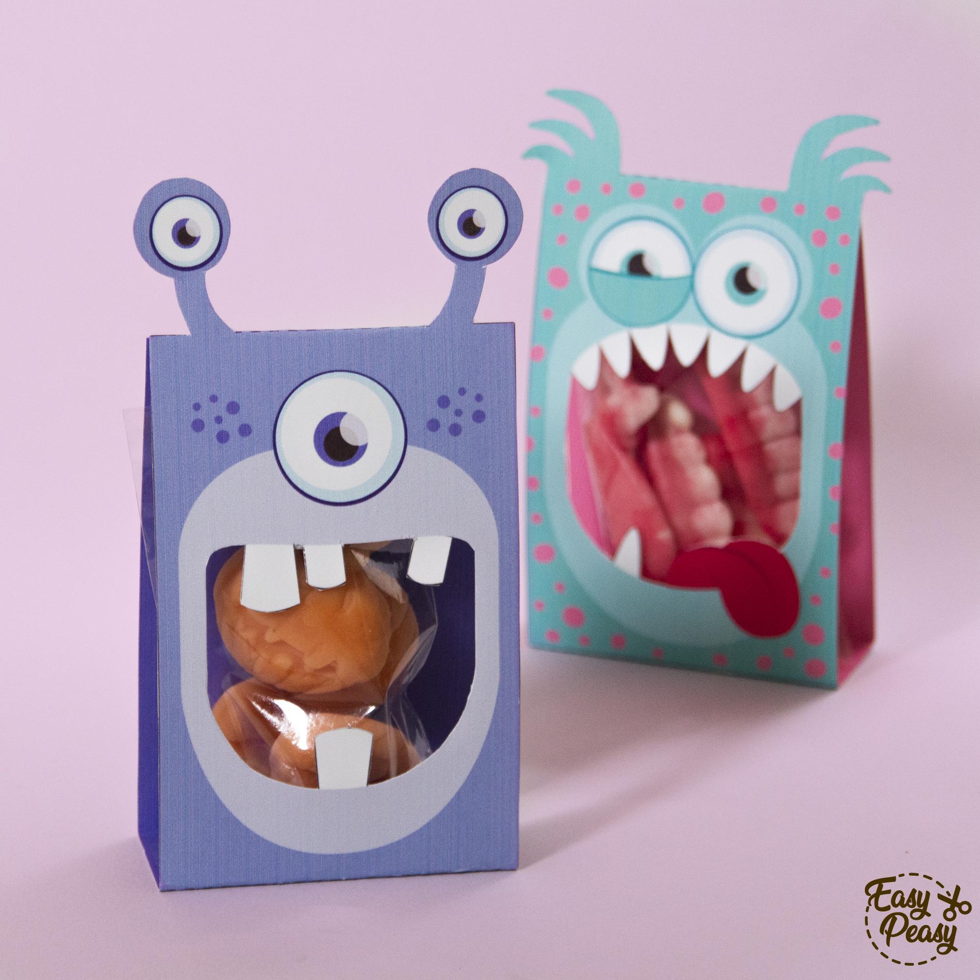 DIY Halloween Printable Scary Monster Candy Bags – Halloween Snack Box ...