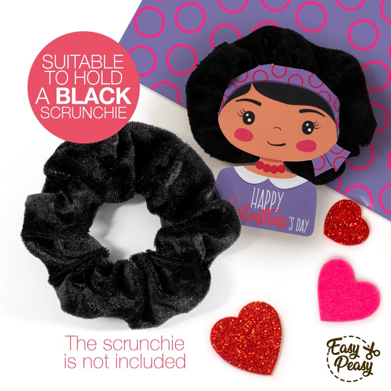 DIY Valentine’s Day Printable Scrunchie Holder (black Scrunchie ...