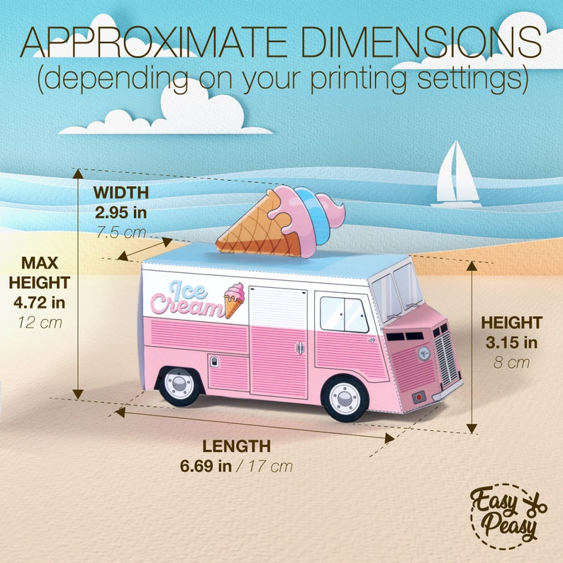 DIY Printable Ice-cream Truck Gift Box for Birthday - Candy Favor Box ...