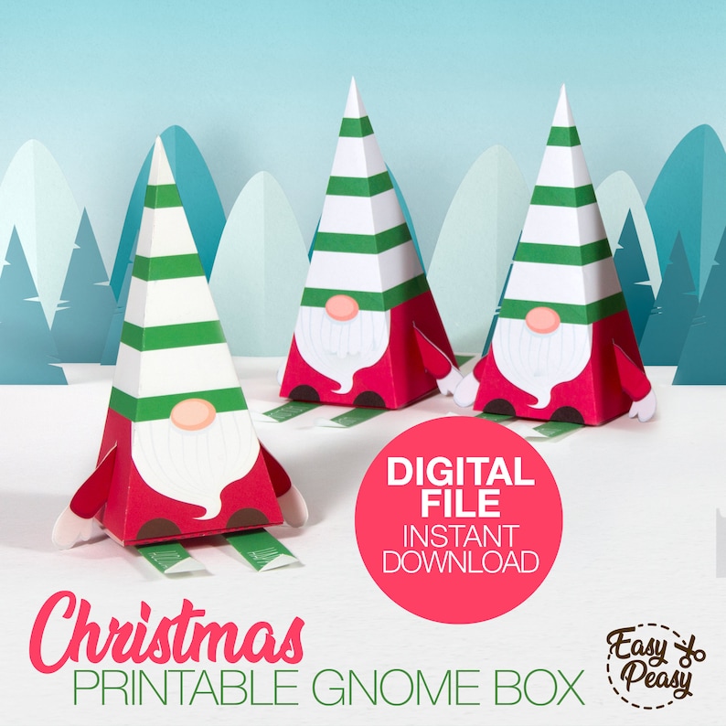 DIY Gnome Printable Christmas Box - Chocolate Gift Box - Candy Gift Box ...