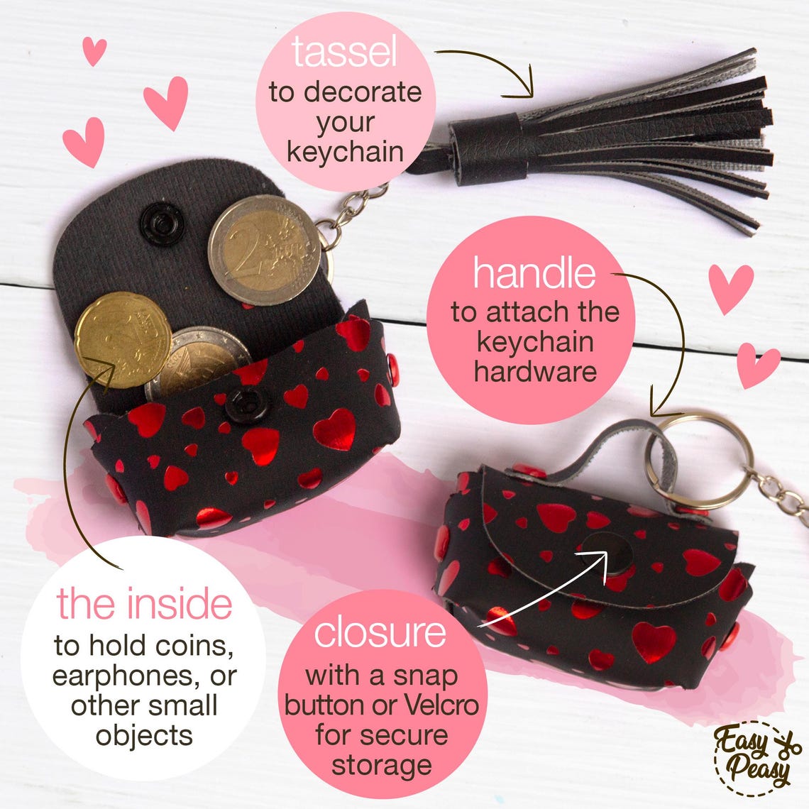DIY Keychain Coin Purse SVG File for Cricut Projects | Faux Leather ...