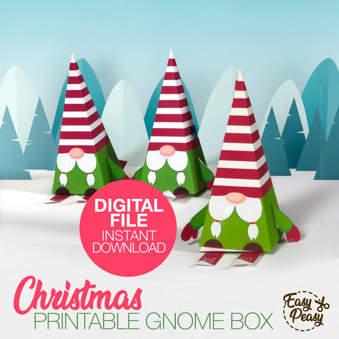DIY Gnome Printable Christmas Box - Chocolate Gift Box - Candy Gift Box ...