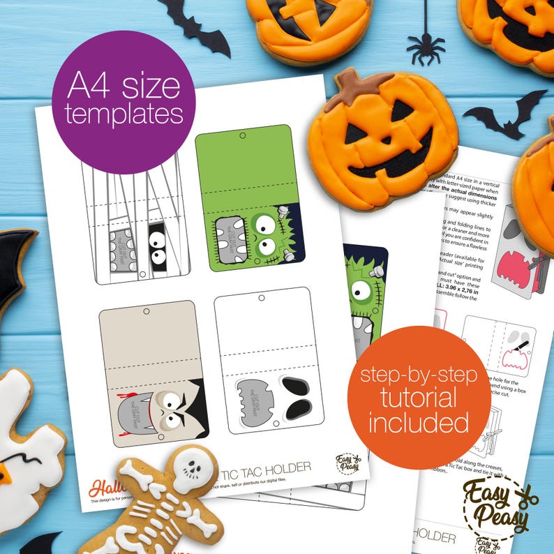 DIY Halloween Printable Scary Monster Tic Tac Holder - Snack Box Gift ...