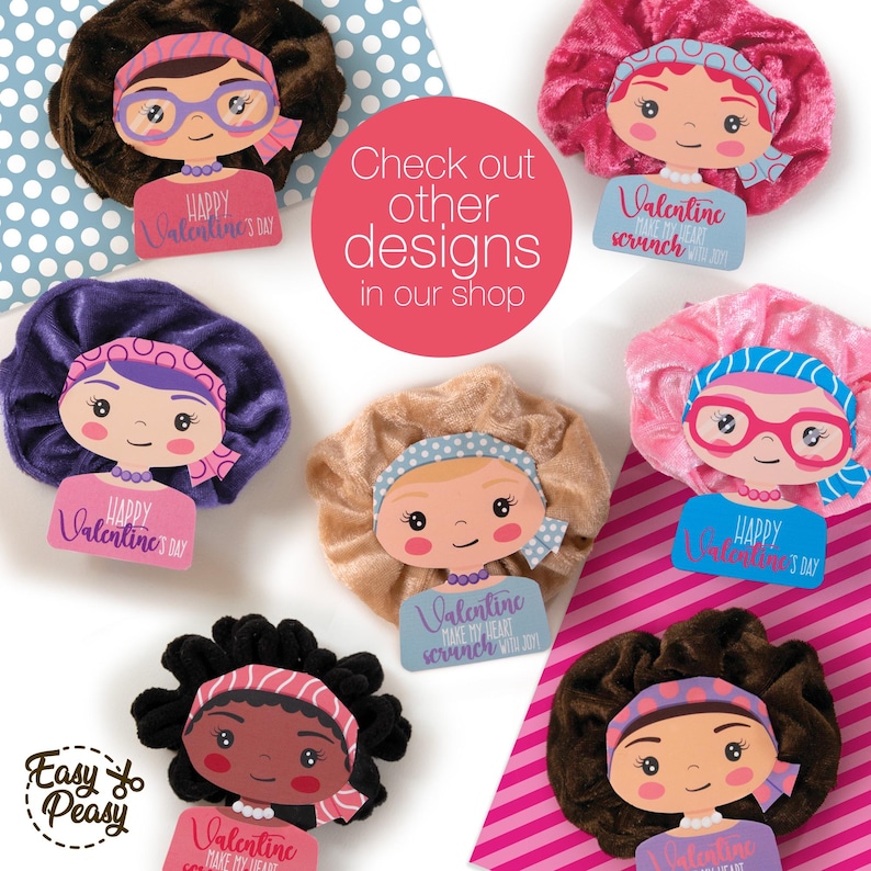 DIY Valentine Scrunchie Tag Template for Valentines Day Gift for Girl ...