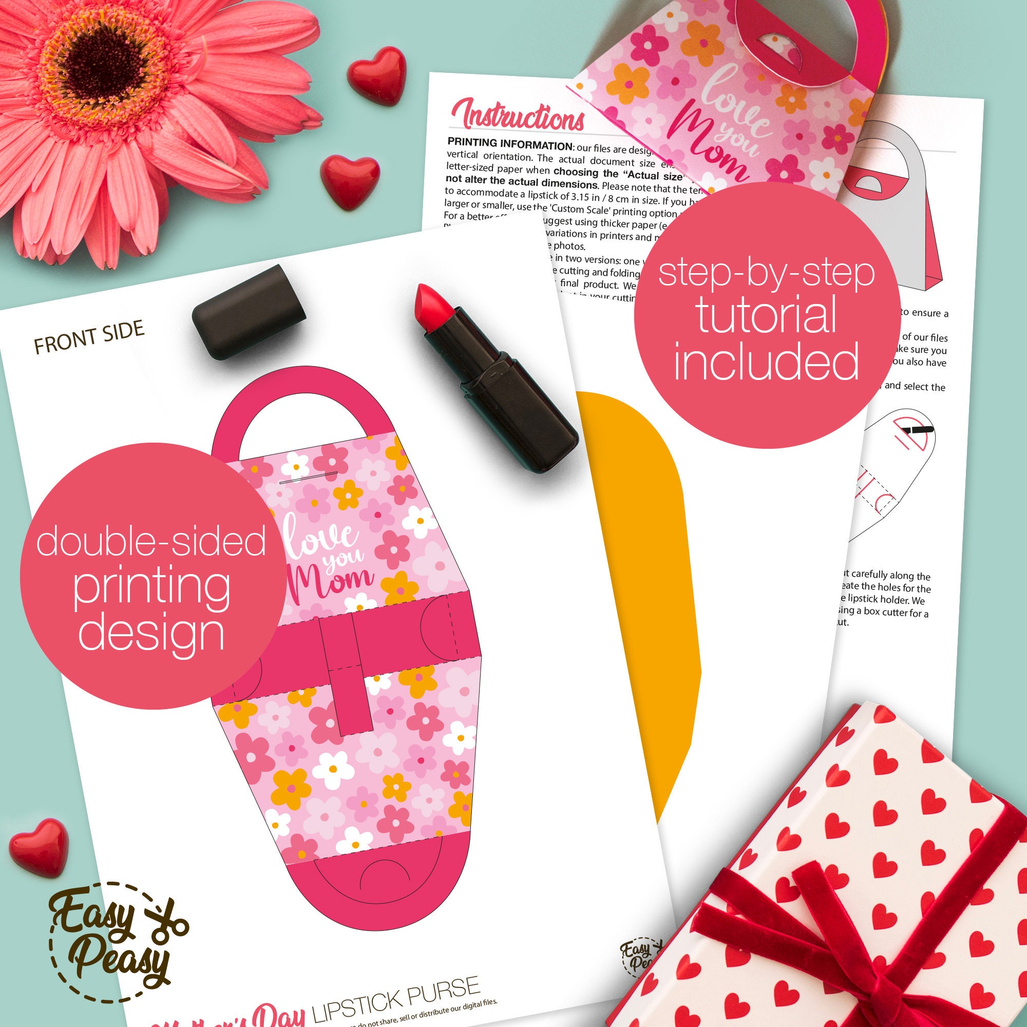 DIY Mother’s Day Printable Lip Balm Purse Gift Bag - Chapstick Holder ...
