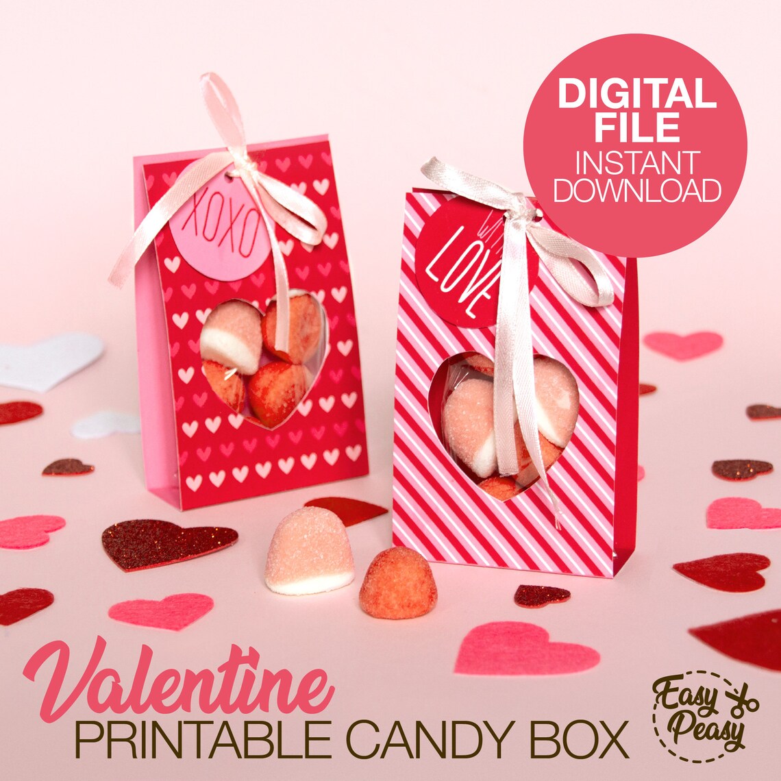 DIY Printable Valentine's Day Candy Gift Bag Chocolate Gift Box for ...