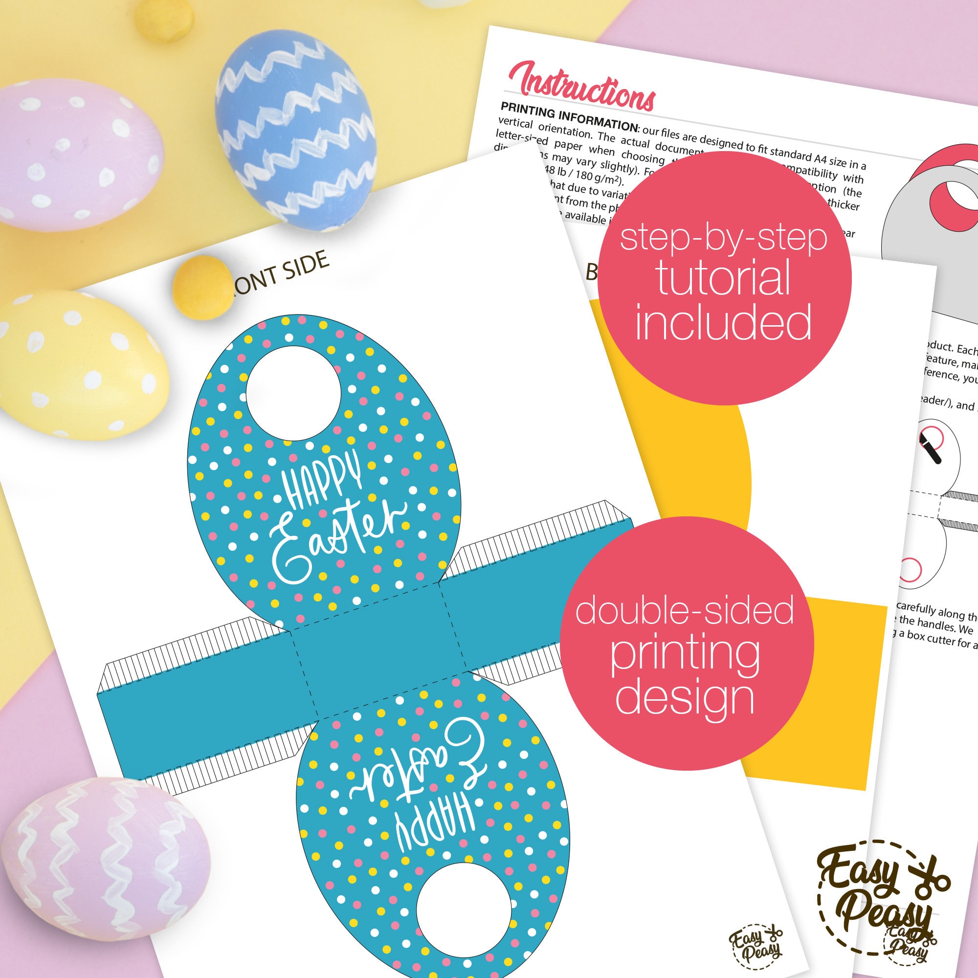 DIY Printable Easter Candy Bags Easter Egg Chocolate Gift Box Printable ...