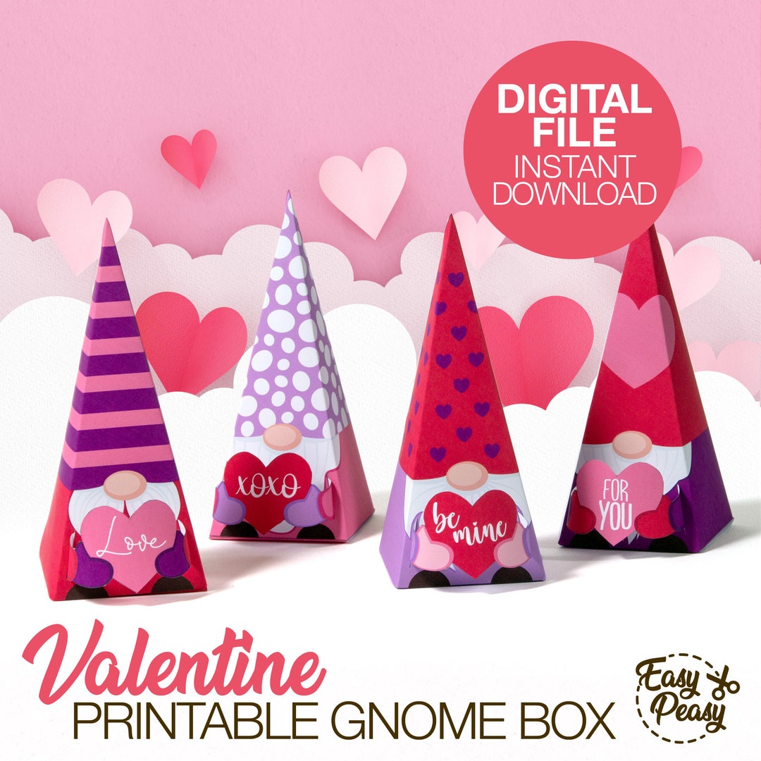 DIY Printable Valentine's Day Gnome Candy Box - Chocolate Gift Box for ...