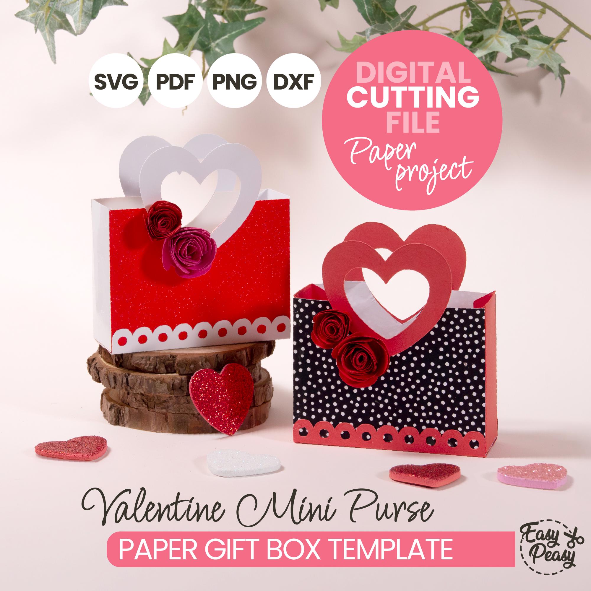 DIY Valentine Mini Paper Purse SVG | Cricut Gift Box | Galentine Favor ...