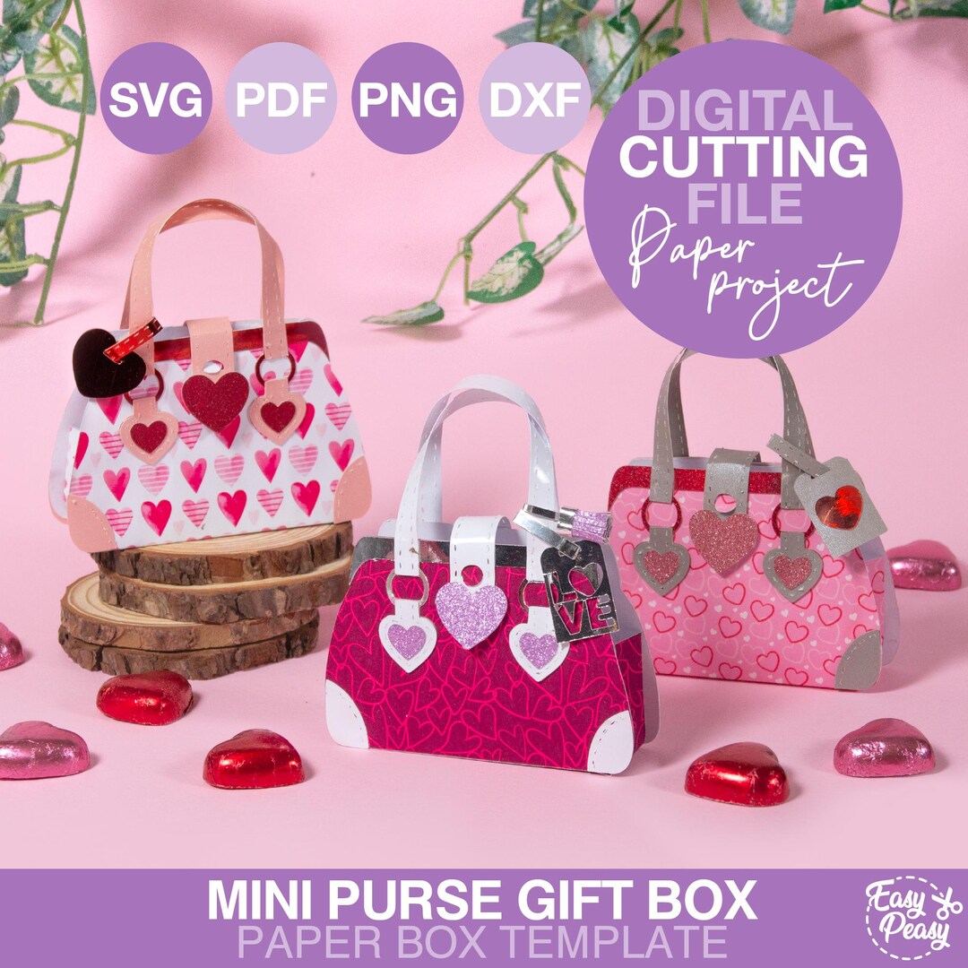 DIY Valentine Paper Purse SVG Template for Candy | Valentine's Day ...