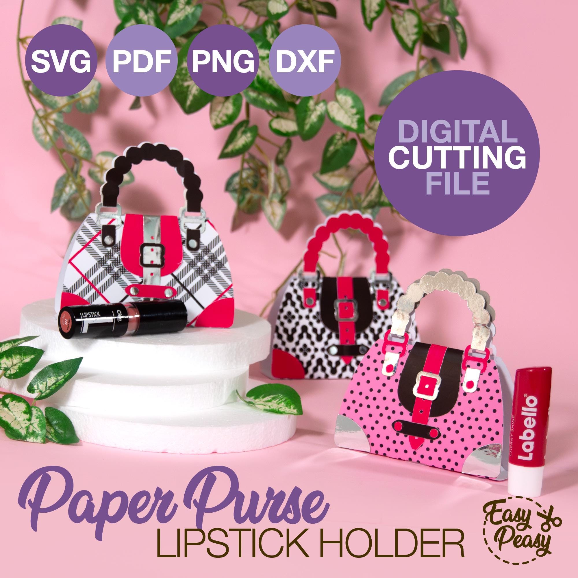 DIY Chapstick Holder Paper Purse Lip Balm Handbag Party Favor Template ...