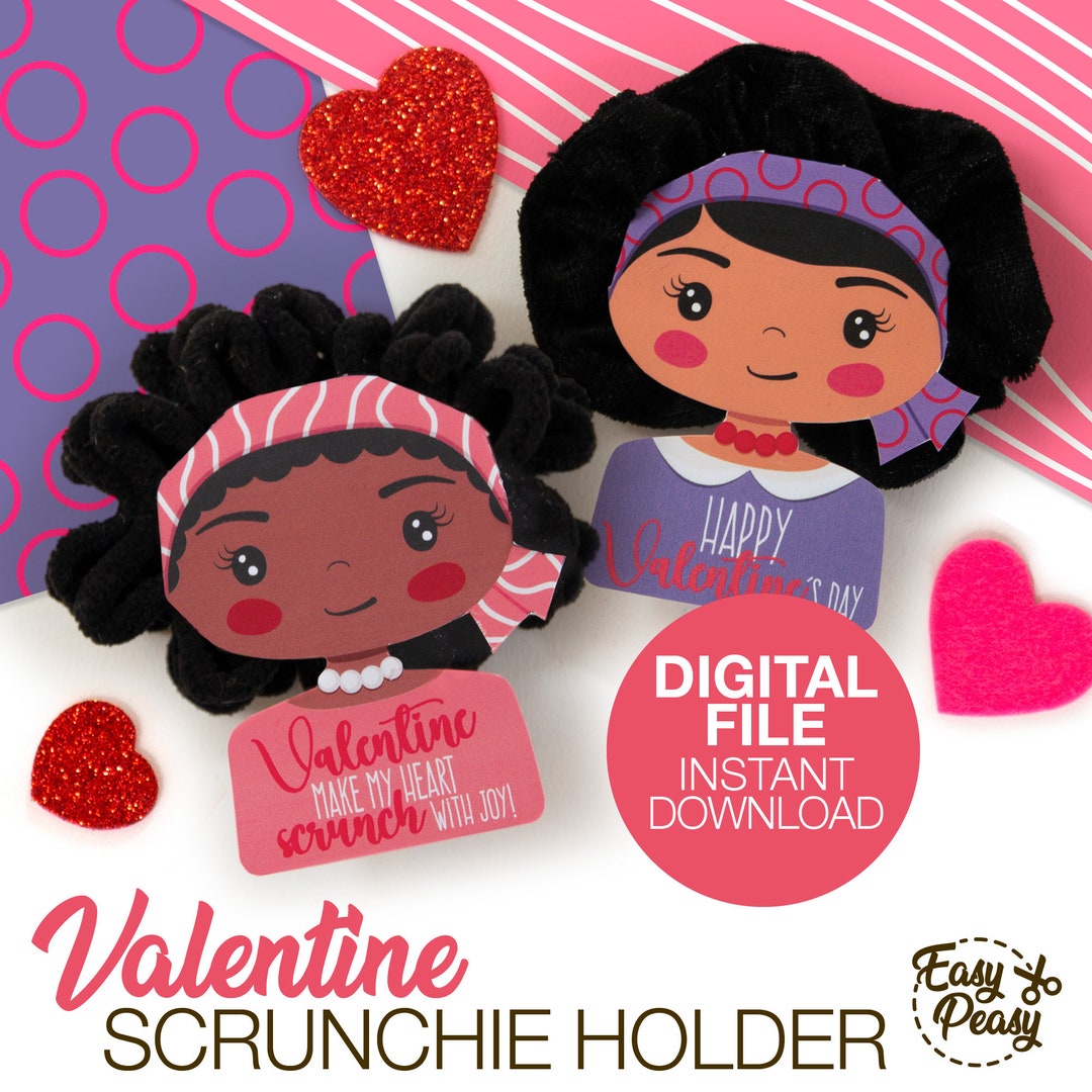 DIY Valentine’s Day Printable Scrunchie Holder (black Scrunchie ...