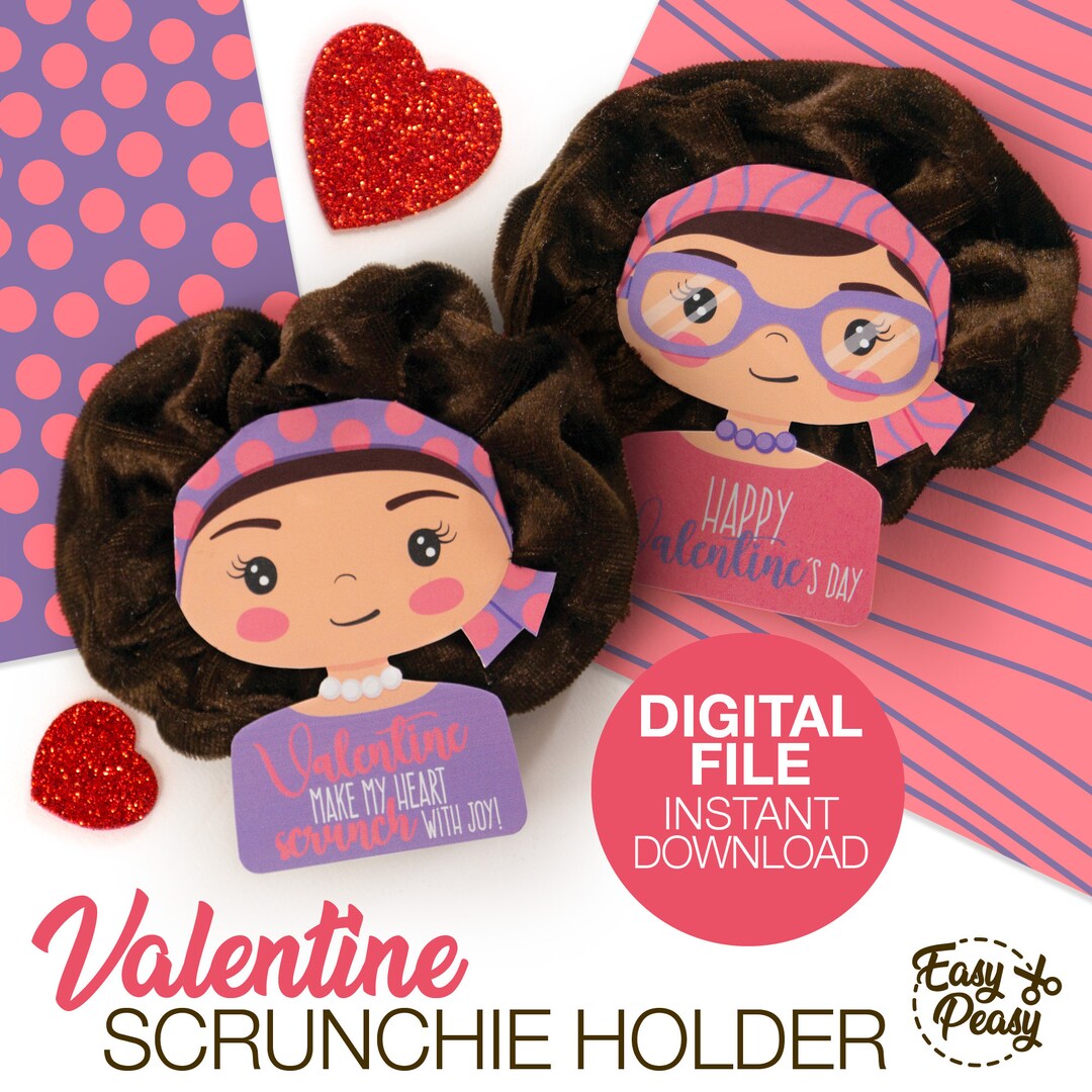 DIY Valentine’s Day Printable Scrunchie Holder (dark Brown Scrunchie ...