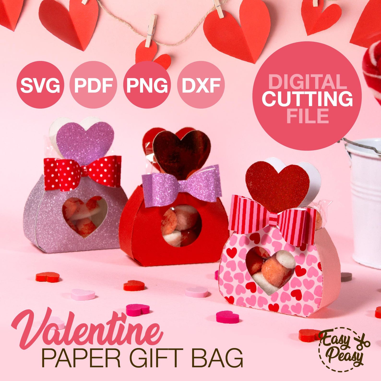 DIY Valentines Day Template for Girl Purse Gift Box for Her Paper Box ...