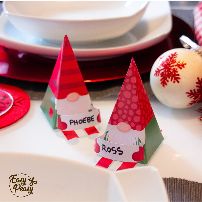 DIY Christmas Printable Gnome Table Place Cards Festive Seating Cards ...