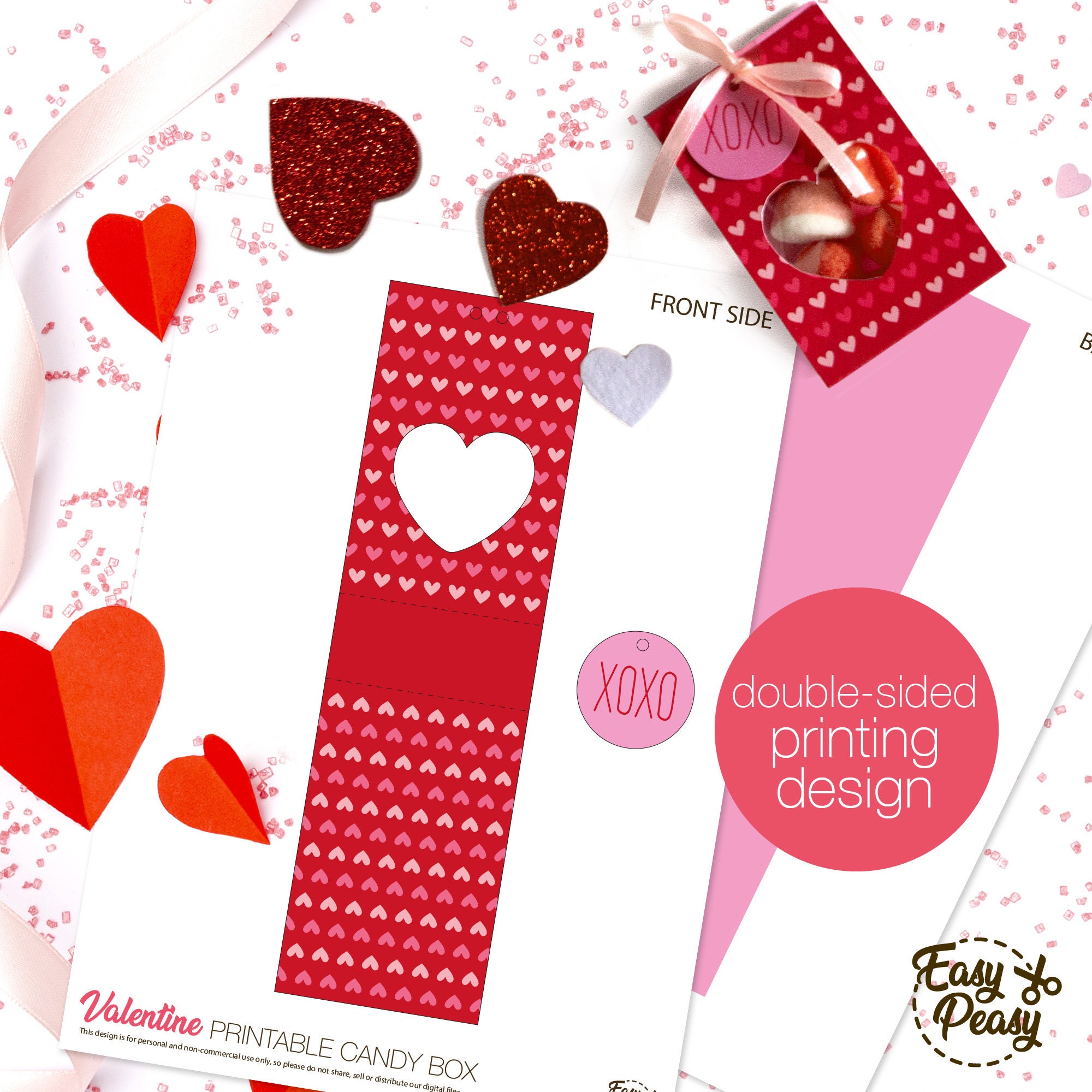 DIY Printable Valentine's Day Candy Gift Bag Chocolate Gift Box for ...