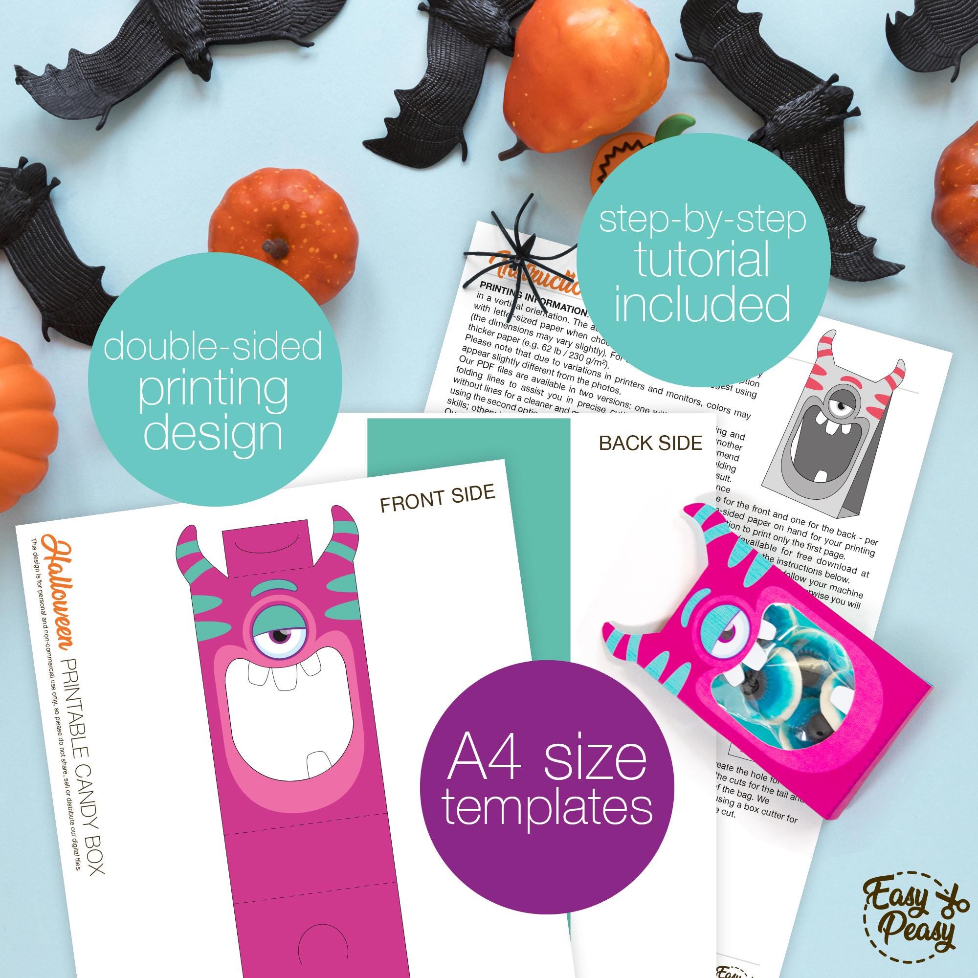 DIY Halloween Printable Scary Monster Candy Bags – Halloween Snack Box ...