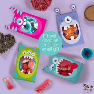 DIY Halloween Printable Scary Monster Candy Bags – Halloween Snack Box ...